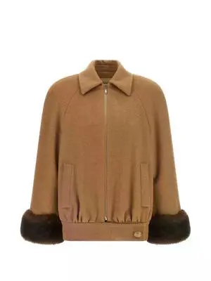 Valentino Garavani Fur-cuff Camel Hair Jacket