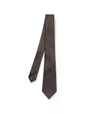 Zegna Geometric-pattern Silk Tie - Brown