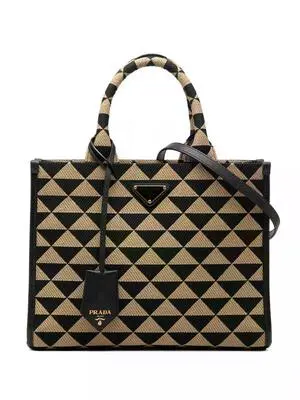Prada 2013-2026 Small Canvas Symbole Triangolo Satchel - Black