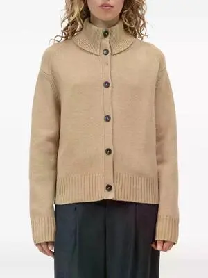 Closed Button-up Roll-neck Cardigan