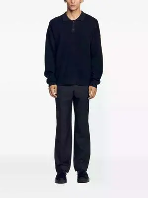 Sandro Ribbed Alpaca Polo Shirt