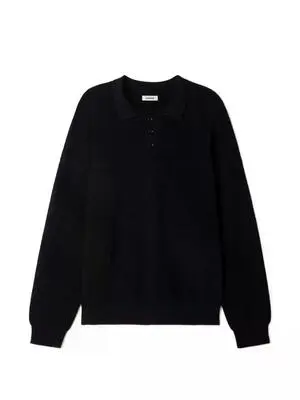 Sandro Ribbed Alpaca Polo Shirt - Black