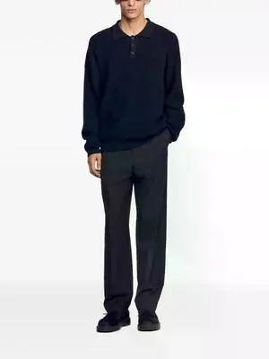 Sandro Ribbed Alpaca Polo Shirt - Black