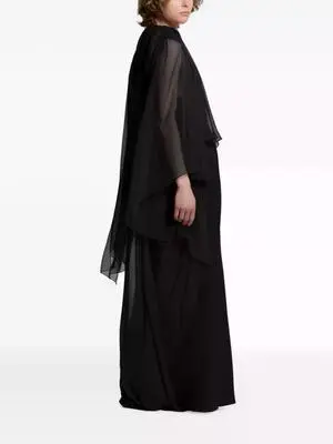 Alberta Ferretti Cape-overlay Mock-neck Maxi Dress