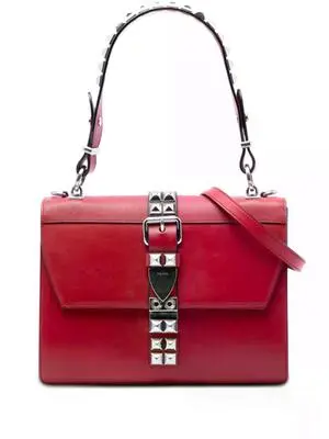 Prada 2010-2026 City Calf And Saffiano Studded Elektra Satchel - Red