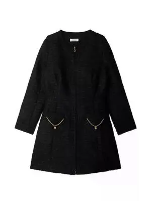 Sandro Tweed Dress With Metal Chain