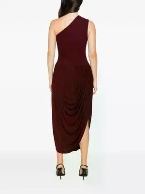 Brandon Maxwell Asymmetri-neck Midi Dress