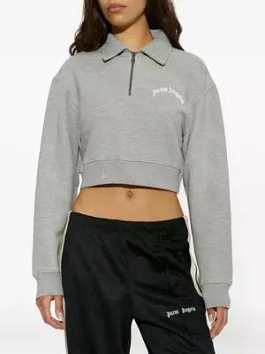 Palm Angels Cropped Quarter-zip Sweatshirt