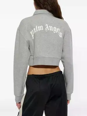 Palm Angels Cropped Quarter-zip Sweatshirt