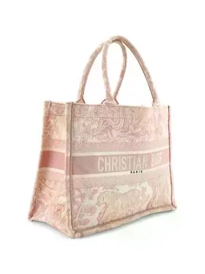 Dior Book Embroidered Canvas Medium Tote Bag - Pink