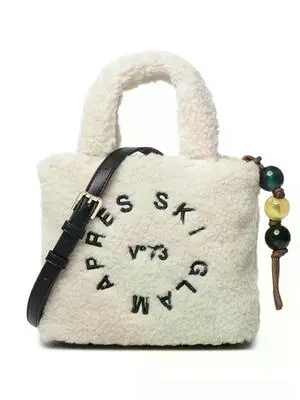 V°73 Teddy-effect Embroidered Tote Bag - Neutrals