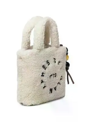 V°73 Teddy-effect Embroidered Tote Bag - Neutrals