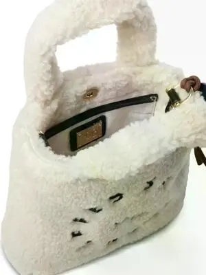 V°73 Teddy-effect Embroidered Tote Bag - Neutrals
