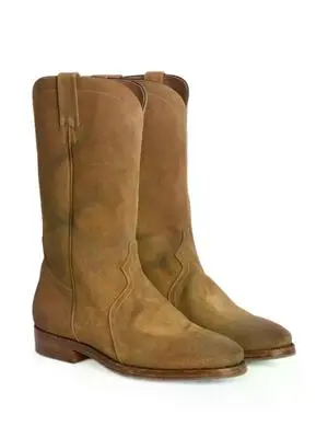 JIL SANDER Aged-effect Round-toe Boots