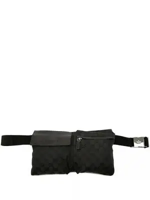 Gucci 2000-2015 Gg Canvas Double Pocket Belt Bag - Black