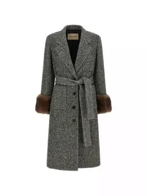 Valentino Garavani Mossi Chevron-motif Coat - Grey