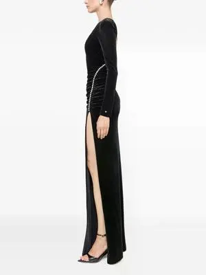 NISSA Crystal-embellished Ruched Dress