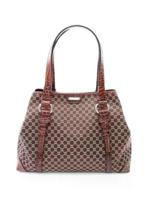 Celine 2010s Macadam Croc-embossed Tote Bag