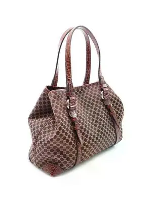 Celine 2010s Macadam Croc-embossed Tote Bag