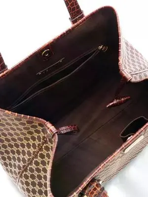 Celine 2010s Macadam Croc-embossed Tote Bag