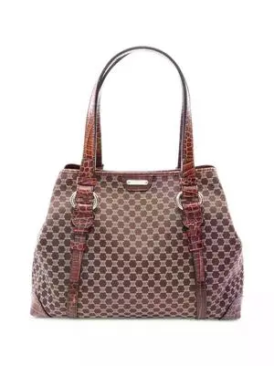 Celine 2010s Macadam Croc-embossed Tote Bag