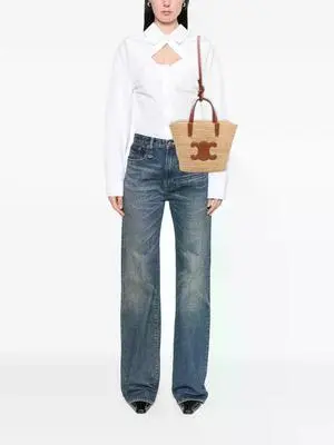 Celine 2025 Teen Supple Raffia Cuir Triomphe Classic Panier Tote Satchel