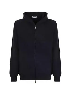 CRUCIANI Zip-up Knitted Hoodie - Blue