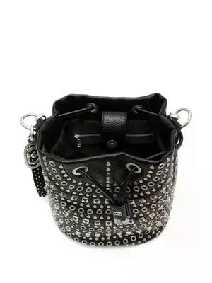 LA CARRIE Solid Stud-embellished Bucket Bag