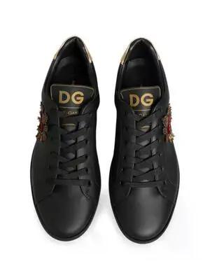Dolce & Gabbana Heart-embellished Leather Sneakers