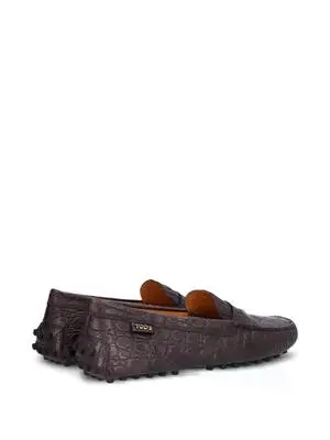 TOD'S Gommino Crocodile-effect Leather Loafers
