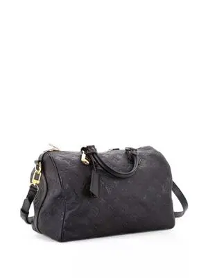 LOUIS VUITTON Speedy Soft Bandouliere Bag Monogram Empreinte Leather 30 Satchel - Black
