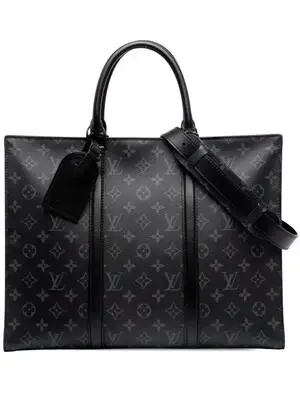 LOUIS VUITTON 2021-2026 Monogram Eclipse Sac Plat Horizontal Zipper Satchel - Black