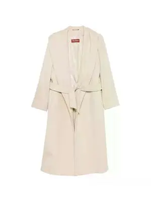 Max Mara Belted Virgin Wool Coat - Neutrals