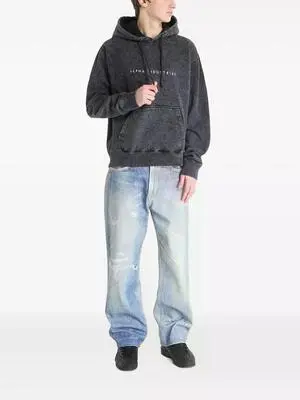 Alpha Industries Acid-wash Logo Hoodie - Black