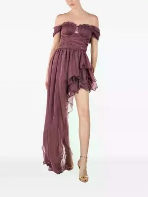 ANDREEA VENECIUC Mauve Elisee Asymmetric Ruffled Mini Dress - Purple