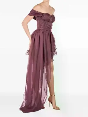 ANDREEA VENECIUC Mauve Elisee Asymmetric Ruffled Mini Dress