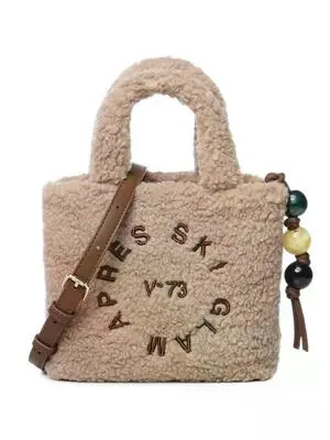 V°73 Ski Glam Teddy-effect Embroidered Shoulder Bag - Neutrals
