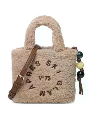 V°73 Ski Glam Teddy-effect Embroidered Shoulder Bag - Neutrals