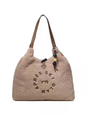 V°73 Ski Glam Teddy-effect Embroidered Shoulder Bag - Neutrals