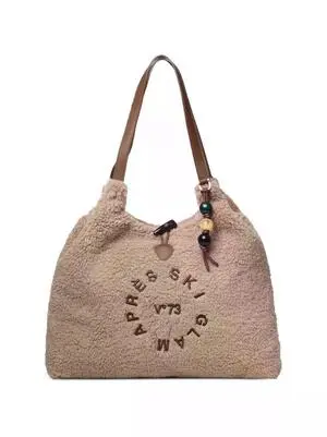 V°73 Ski Glam Teddy-effect Embroidered Shoulder Bag - Neutrals