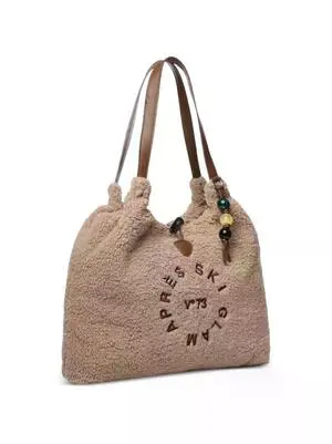 V°73 Ski Glam Teddy-effect Embroidered Shoulder Bag - Neutrals