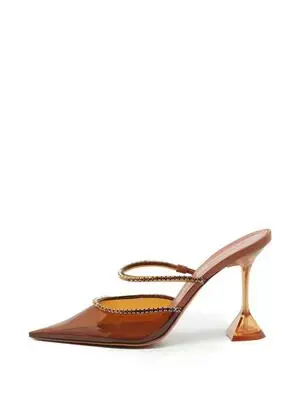 Amina Muaddi Gilda Crystal-embellished Mules - Brown