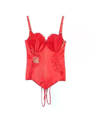 MITILIANE COUTURE Chantilly Lace-insert Corset - Red
