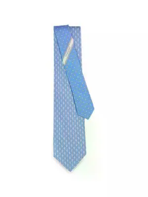 FERRAGAMO Seahorse-print Silk Tie