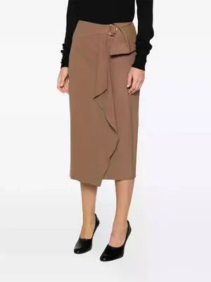 Max Mara Ruffled Buckle-fastening Midi Skirt