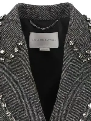 Stella McCartney Crystal-embellished Herringbone Coat - Grey