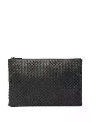 Bottega Veneta 2012-2026 Nappa Intrecciato Zip Clutch Bag - Grey