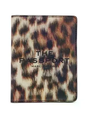 Marc Jacobs Leather Passport Case In Leopard - Brown