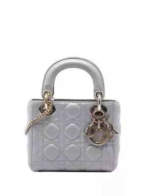 Dior 2016 Mini Lambskin Cannage Lady Satchel - Grey