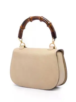 Gucci 20th Century Grained Calfskin Bamboo Night Satchel - Neutrals